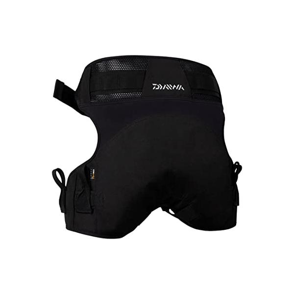 ベスト・ブラック DA-1222 08394471・磯場で大事なウェアを護る必需品スタイリッシュヒップガード・サイズ調節幅：約60〜120ｃｍ・フロント、太もも部分はワンタッチで着脱可能なバックル採用ガード部分は、コーデュラ＋Wラッセルメッ...