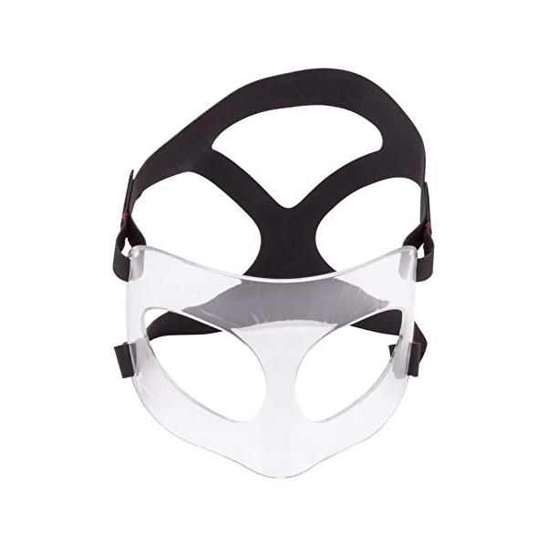 コンテンポラリー・クリアー/黒 Free Size 84457・バスケットボール、サッカー、野球、バレーボール、レスリング、空手等々、あらゆる競技での上顎部、鼻部、頬骨部、眼窩部のケガを防ぐためのフェイスガード・ガード部分は、ひび割れ/粉砕...