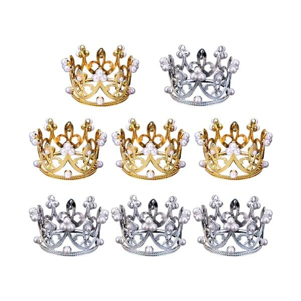 -/B0FQC6YX7X/-・商品仕様セット内容はミニクラウン8個入り サイズは直径約5cm 高さ約3.6cm 素材は亜鉛合金 カラーはシルバー4個とゴールド4個の組み合わせです。・安心素材耐久性のある合金を採用し 表面はコーティング加工さ...