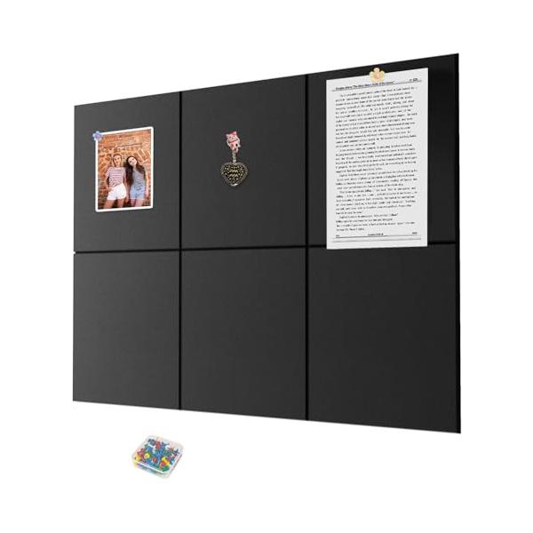 フラット ブラック/60*90cm（6枚入り）/-・Size:60*90cm（6枚入り）Color:フラット ブラック・環境に優しく安全な素材：フェルトボードは、従来のコルクボードに代わる現代的な製品で、接着剤や化学薬品を使用せず、安全で無...