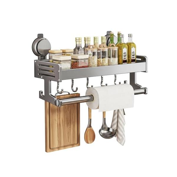 モダングレー/50cm/TWP・Size:50cm・プロ仕様の強力吸盤 &amp; 驚きの耐荷重真空に近い状態を再現する強力吸盤を採用。従来品の弱点であった「落ちる心配」を解消し、最大約7kg の重量物でもしっかりと固定。調味料瓶はもちろん...