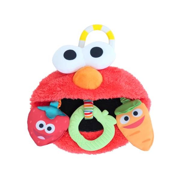 エルモ/-/6051203001・Color:エルモ・ふわふわのクッキーモンスターは触るとかさかさ音が鳴ります・引っ張るとびよ〜んと伸びるおやつは、つるつる・カサカサ・でこぼこ・ぷっぷっ…いろいろな触感で指先を刺激します・クッキーの形のティ...