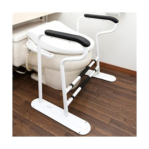 トイレ用手すりホワイト/幅64/66.5/69×奥行47×高さ64cm/KTS-43(WH)・Color:ホワイトStyle:トイレ用手すり・パッケージ個数:1・幅が調節できる幅が64/66.5/69cmで調節できるので、お使いの便器のサイ...