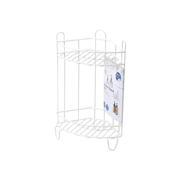 コーナースタンド(2段)ホワイト/中/HC-177・Style:コーナースタンド(2段)・パッケージ個数:1・製品サイズ:(約)幅25.5×奥行15.5×高さ38cm・製品重量:(約)0.55kg・素材・材質:本体/鉄(エポキシ樹脂塗装)・...