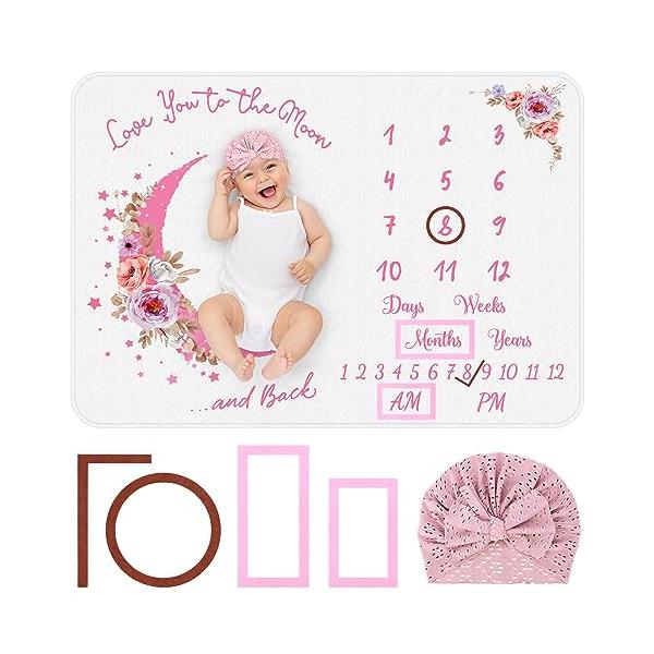 -/-/BB0084・完璧なサイズ:赤ちゃんのマイルストーン毛布のサイズは127*102cmで、新生児の使用に最適です。 床、ベッド、ソファ、リビングどんな場所にもぴったりです。 柔らかく暖かいフランネルは、新生児と新しい両親に快適な経験を...