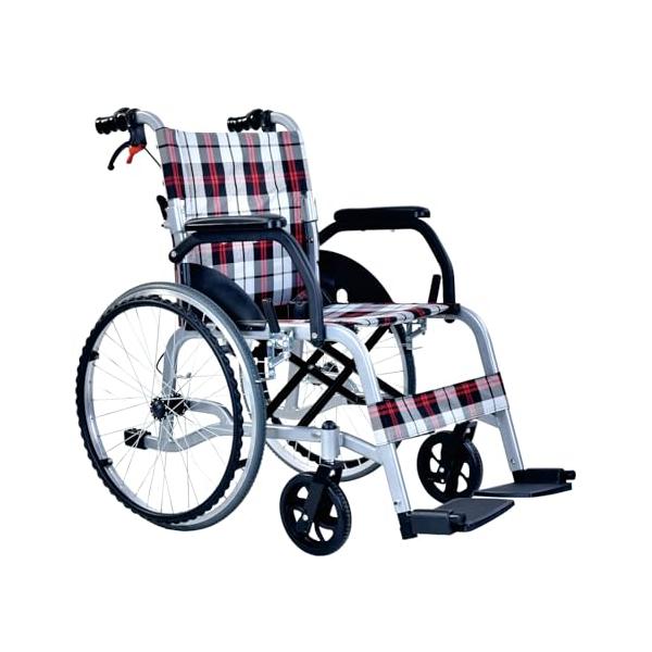 自走式車椅子格子/98*64*93/CP-30A5N・ScentName:赤＆黒格子・?軽量・コンパクトに折りたたみ 丈夫で軽量なアルミ合金フレームを採用し、本体重量は約12kgと女性や高齢の方でも扱いやすい設計です。面倒な組み立ては一切不...