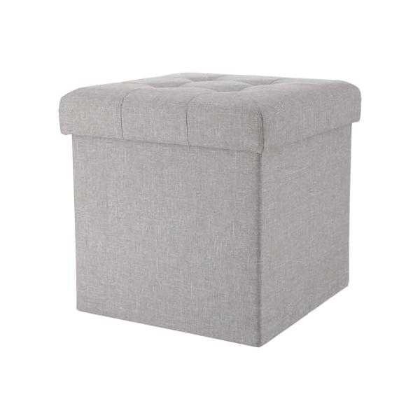 テーブルにもなるスツールライトグレー/奥行き 35cm × 幅 35cm x 高さ 35cm/61497・Color:ライトグレーStyle:テーブルにもなるスツール・パッケージ個数:1・1台3役で大活躍 テーブルにもなる収納スツール・サイ...