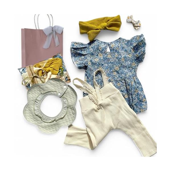 カジュアルブルー/70/-・Size:70Color:ブルー・セット内容（こだわり５アイテム） ・小花柄ロンパース（73cm 3?12ヶ月) ・レースサスペンダーレギンス（73cm 3?12ヶ月) ・ヘアバンド ・ヘアバレッタ ・キルティン...