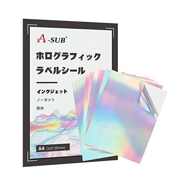 白い/A4/-・NumberOfItems:10・対応プリンター：A4-10枚、インクジェットプリンターに対応、染料インク専用。平で紙つまりがない、好きなデザインを印刷しましょう・特性：シールは美しいホログラムがあり、光や角度によって色が変...