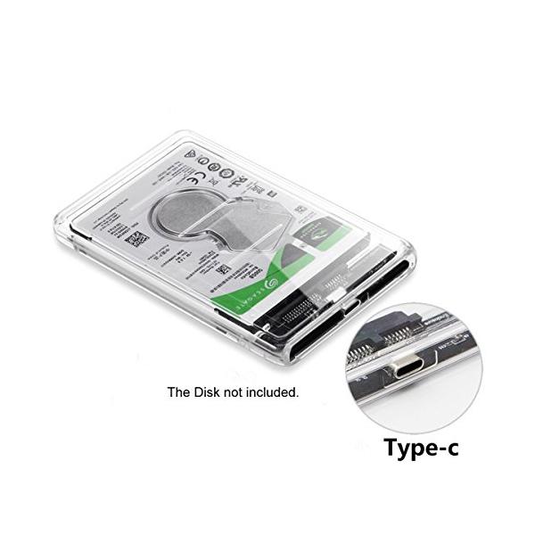-/-/UC-079-XY・パッケージ個数:1・2.5インチSDDエンクロージャのケース(透明のタイプC to SATA外付けのHDD SSD / HDDは含まれています）素材：ABS、高硬度PC素材の色：透明ホワイト・対応ハードディスクの...