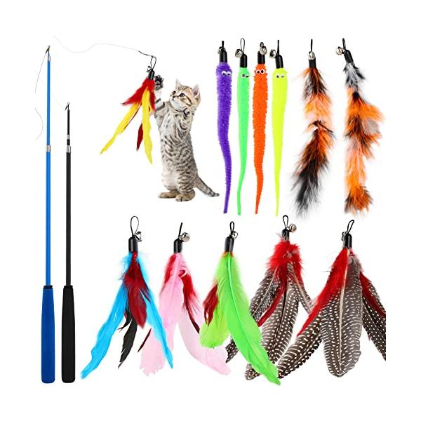 猫じゃらし-/-/59DMB-12P・パッケージ個数:1・?? セット内容 ??　猫 じゃらし 13点 セット（ 天然羽 8種、疑似 毛虫 4種、伸縮竿 2本）猫ちゃんの好みに合わせておもちゃを交換できます。・?? 安心素材 ??　全てのお...