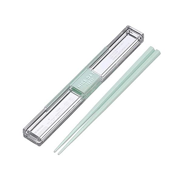 箸セットミント/-/H-590 MT・Color:ミントStyle:箸セット・パッケージ個数:1・サイズ:幅2.8×奥行19×高さ1.4cm、重量:46g、材質:本体・ふた/飽和ポリエステル、ユニットホルダー/熱可塑性エラストマー、箸/AS...