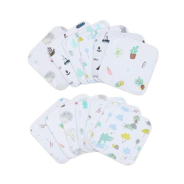 かわいい2重ガーゼブルー系/18x18センチメートル (x 12)/hand_towel・Color:2重ガーゼブルー系・サイズ：18cm*18cm。素材：綿100％　ダブルガーゼ生地（裏は白地）。ふちかがり糸：ポリエステル100％。一枚一...