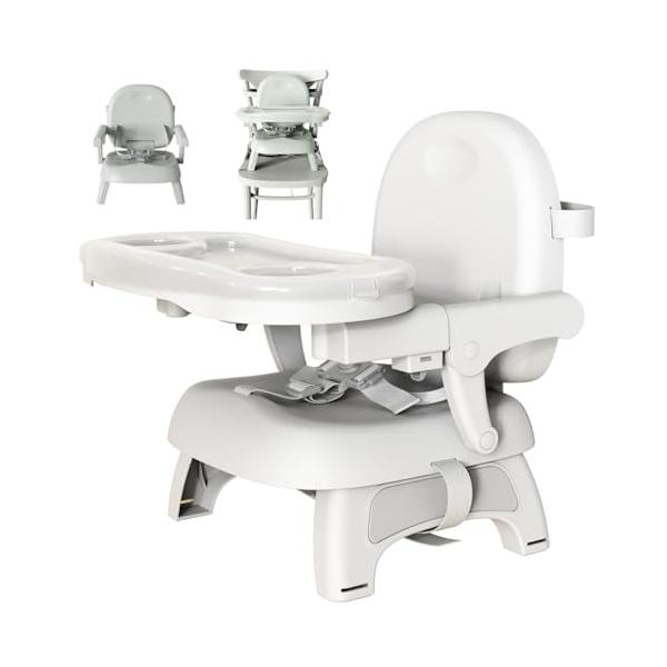 グレー/-/B555-GR・Color:グレー・●3IN1多機能ベビーチェア：この多機能な子供用食事椅子は、大人のダイニングチェアに固定でき、高さも調節可能です。ハイチェアとして使用できます。ダイニングトレイは取り外して、日常に赤ちゃん用テ...