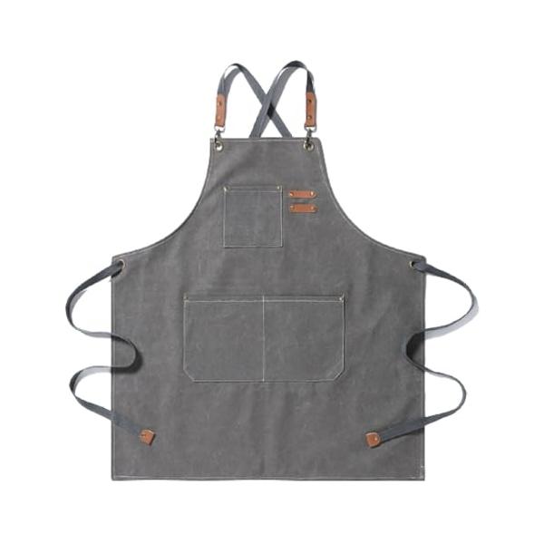 ファッションシンプルグレー/Free Size/-・Color:グレー・??　一つは持っておきたい、多用途エプロン　　厚手のキャンバス生地でお洒落にデザインした、シンプルながら機能性を備えたキャンバス生地のワークエプロン。　アウトドア・イン...