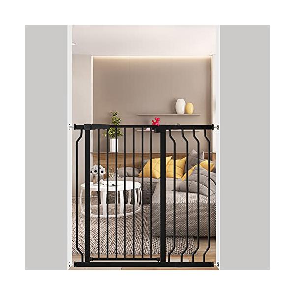 ブラック/97-104cm/w282・Size:97-104cmMaterialType:スチール　ブラック・「高さ100cm以上」つかまり立ちの赤ちゃんがよじ登れないように考えた高さ103cm以上のベビーゲート、セーフティー安全ゲート、ハ...