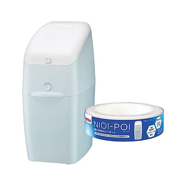 単品ニオイポイ本体ペールブルー/1個 (x 1)/2195719・Style:単品ニオイポイ本体Color:ペールブルー・強力消臭おむつポット消臭フィルムでイヤな臭いを元から消臭。防臭・抗菌99%。・お部屋が臭わない専用カセットフィルムに強...