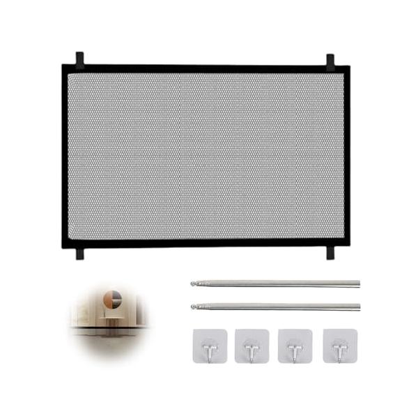 穴あけ不要設計：このベビーゲート ロール式 、簡単取り付け＆壁保護専用のステンレス鋼伸縮棒（80cm×2 本）とフック（4 個）を使用し、ドア間や階段の開口部にネジなしで固定可能。壁やドアに穴を開けたり傷を付けたりせず、取り付け・取り外しが...