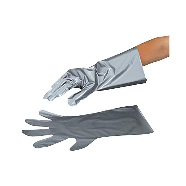 シルバー/M/-・パッケージ個数:1・色：グレー サイズ：M・厚さ(mm)：0.1 全長(cm)：40.0・手のひら周り(cm)：26.0 中指長さ(cm)：9.0・対応物質：アセトン・イソブチルアルコール・塩化メチレン・塩酸・クロロホルム...