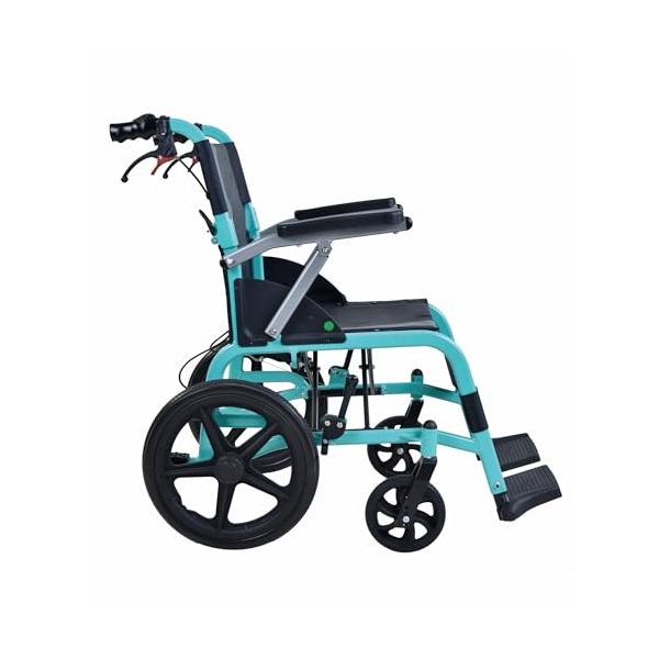 青色/-/CP-30A6・?車椅子サイズ：幅61cm×長さ90cm×高さ93cm。シート: 幅 45cm x 長さ44cm x 背もたれの高さ 44cm。快適な座り心地の為幅広のシート:前輪7インチ、4 段調整可能; 後輪16 インチ。車椅...