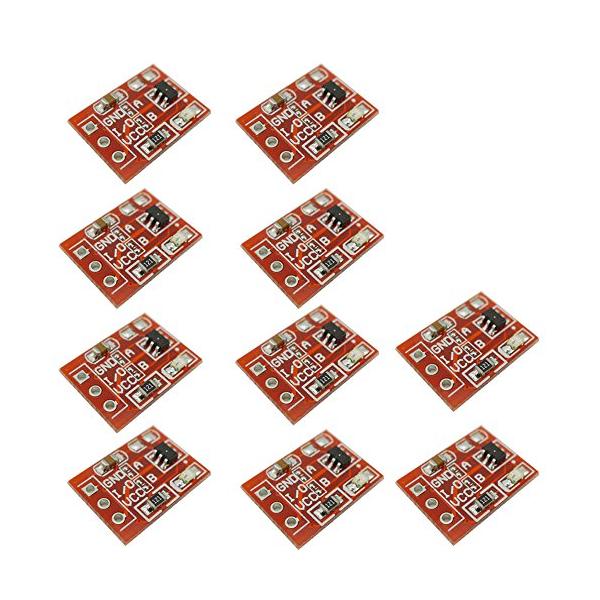 パッケージ個数:10・TP223タッチボタンセルフロック、インチング静電容量式モジュール・電圧：2.5-5.5V・モード：ジョグ、セルフロック・トリガー設定モード：（1-)ショート;0-)なしショート）;AB=00：ハイTTLレベルのoup...