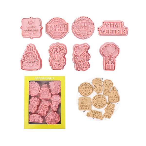 お誕生日おめでとう クッキー型/-/-・Color:お誕生日おめでとう クッキー型・安全な素材ご家族の安全と健康を確保するために、このクッキー型は食品グレードのPPプラスチック素材でできており、お手入れがとても簡単です。滑らかなエッジはあな...