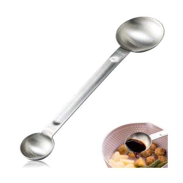 シルバー/-/392298・パッケージ個数:1・1本で大さじ(15ml)・小さじ(5ml)が量れる・浅型タイプで調味料が残りにくい・連結部がないので洗いやすくいつでも清潔・固まった砂糖や塩をガリガリしても、しならないオールステンレス・仕様：...