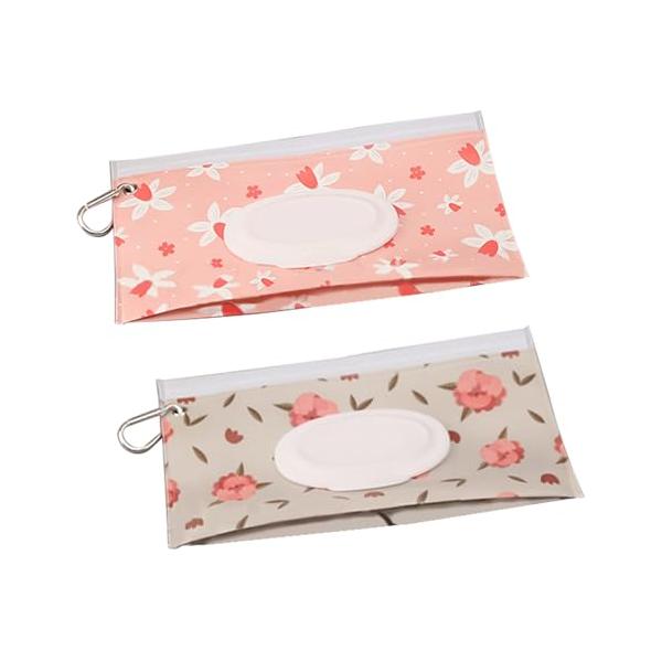 白/-/LQX-bianxieshijingdai-2pc・カラビナ付きのポータブル設計: クリックするだけで、ウェットティッシュバッグはバックパックや吊り下げリングのある場所にしっかりと掛けることができます。アウトドアハイキング、旅行、日...