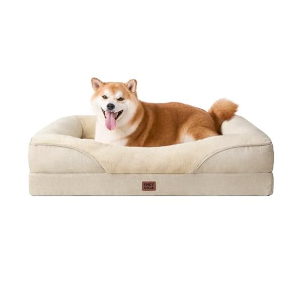 ベージュ/91Lx68Wx17.7H cm/-・Size:91Lx68Wx17.7H cmColor:ベージュ・高反発メモリー・フォームEHEYCIGA犬ベッドは高反発型メモリーフォームを採用し、荷重分散特性に優れた卵型フォームを施しており...