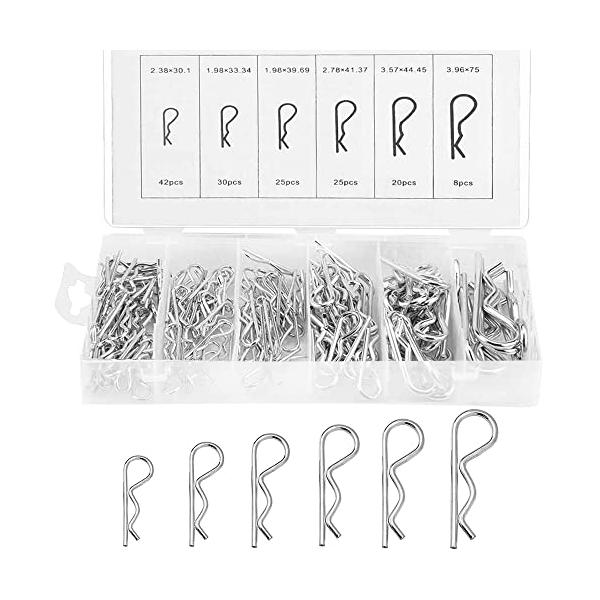 パッケージ個数:1・セット内容：スナップピンR型セット。6種類のサイズ、150個入り。・サイズ? 2.38x30.1mm (42pcs)。?1.98x33.34mm (30pcs)。?1.98x39.69mm(25pcs)。?2.78x41...