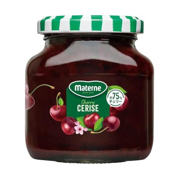 緑/ガラス瓶/D9-75・FlavorName:チェリー・原材料チェリー、砂糖/ゲル化剤(ペクチン)、クエン酸、クエン酸Ca　内容量195g　原産国ベルギー・栄養成分(100ｇ当たり)/熱量138kcal、たんぱく質0.7ｇ、脂質0.5ｇ、...