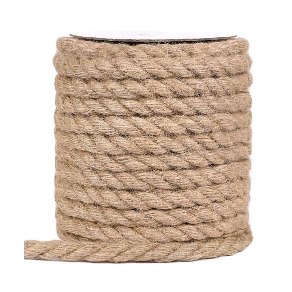 ブラウン/12mm 20m/JA24081505・Size:12mm 20m・多用途デザインこの12mm直径、20mの天然麻縄は、ボロボロになったキャットタワーの修理に適しているだけでなく、手工芸品の装飾、庭の植物の束ね、フェンス作り、古新...