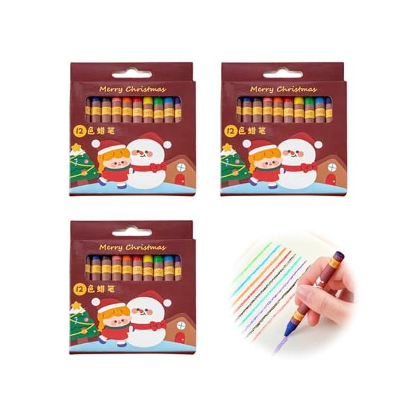 【クレヨン】クレヨンの外装は持ちやすいペン型，に設計されているので、絵を描くときに手が汚れないだけでなく、長時間持っていても疲れにくいです。・【高品質な素材】クリスマス・クレヨンは天然合成ワックスから作られています。無毒・無害なので、子ども...