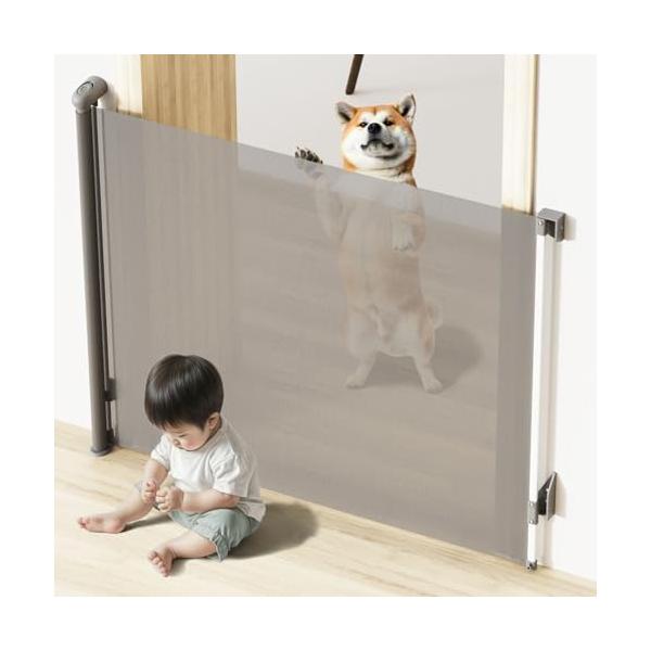 グレー/最大幅140cm/NP789・Color:グレーSize:最大幅140cm・2025新登場ロール式ベビーゲート本体のサイズ (幅X高さ) :140×97cm、最大は180cmまで伸びることができます。厚めのスチールフレーム＋滑り止め...