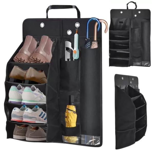 ブラック/-/-・Color:ブラック・??車内土禁のマストアイテム：車用マルチシューズラック&amp;傘入れは土禁車にフィットするように特別に設計されており、車内のスペースを有効に活用できます。下駄箱、傘入れ、ラックなどで利用可能 ?傘差...