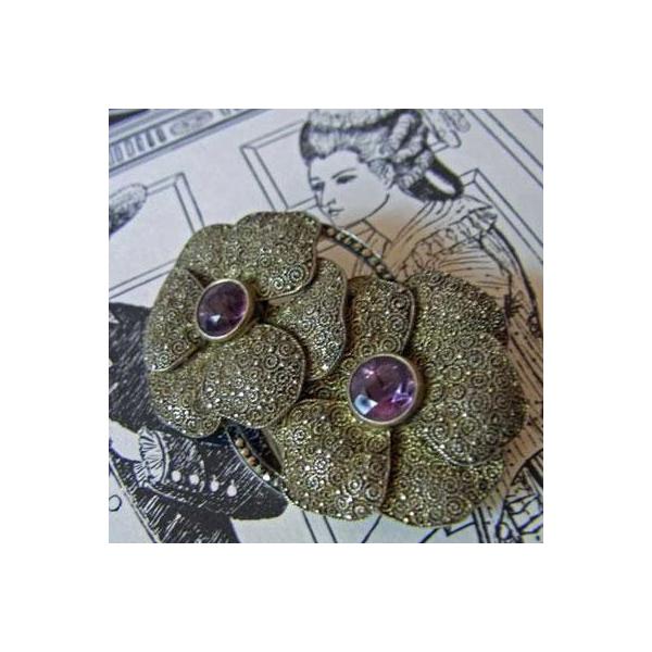 FAHRNER アメジストフラワーブローチ