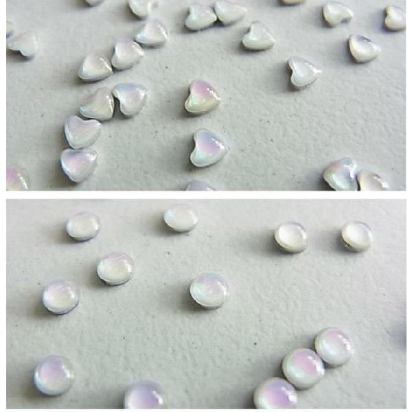 【カラー】 パール（50粒） パールハート型（30粒）【サイズ】2mm / 3mm【素材】　アクリル　裏面樹脂ラインストーン ラインスタッズ ホットフィックス アイロン 熱圧着 ハンドメイド デコTシャツ カスタマイズ DIY 手作り カス...