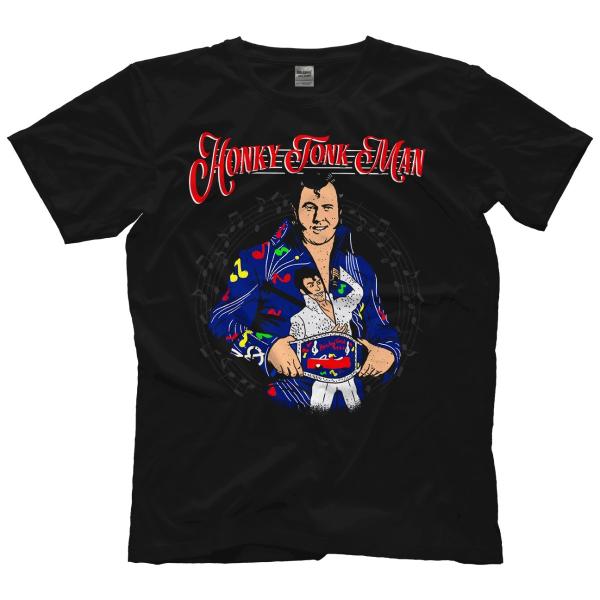 “マット界のプレスリー” ホンキー・トンク・マン Honky Tonk Man Tシャツ1953年1月25日、テネシー州生まれ。本名のウェイン・ファリスで、1977年にプロレスデビュー。テネシー地区でラリー・レイザムとのブロンド・ボンバーズ...