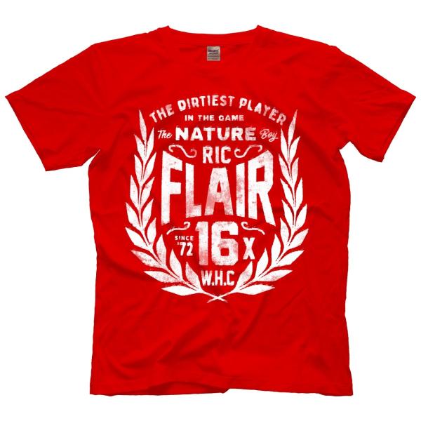 “狂乱の貴公子” リック・フレアー "Dirtiest Player In The Game" RIC FLAIR オフィシャルTシャツ（アメリカ直輸入Tシャツ）NWA、WWF、WCWの各世界王座を16度も獲得したことから、「16回の世界王...