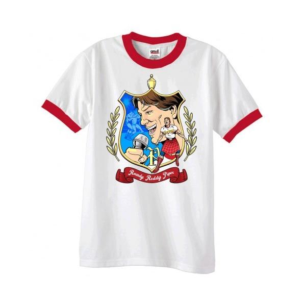 Rowdy Roddy Piper「ラウディ・ロディ・パイパー “パイパー・カートゥーン” Tシャツ」ボディ：リンガー 半袖Tシャツ（ソフトスタイル）薄手で柔らかな素材ボディ色：ホワイトリンガー衿、袖：レッドサイズ：S M L XLユニセッ...