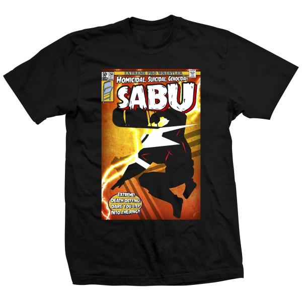 "The Homicidal, Suicidal, Genocidal....Death-Defying Maniac" SABU「サブゥー “サブー・コミックス” Tシャツ」この商品はアメリカProWrestlingTees.comからの...