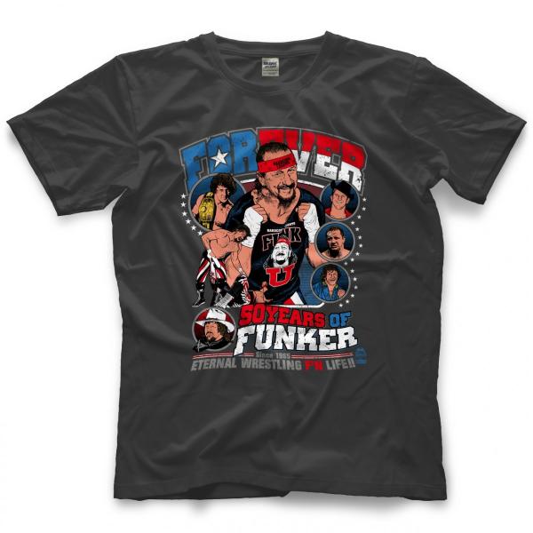 "Texas Bronco" TERRY FUNK「荒馬テリー・ファンク “50イヤーズ・オブ・ファンカー・フォーエバー” Tシャツ designed by Terry＆Haru」日本のプロレスファンから最も愛された外人レスラー、“テキサス...