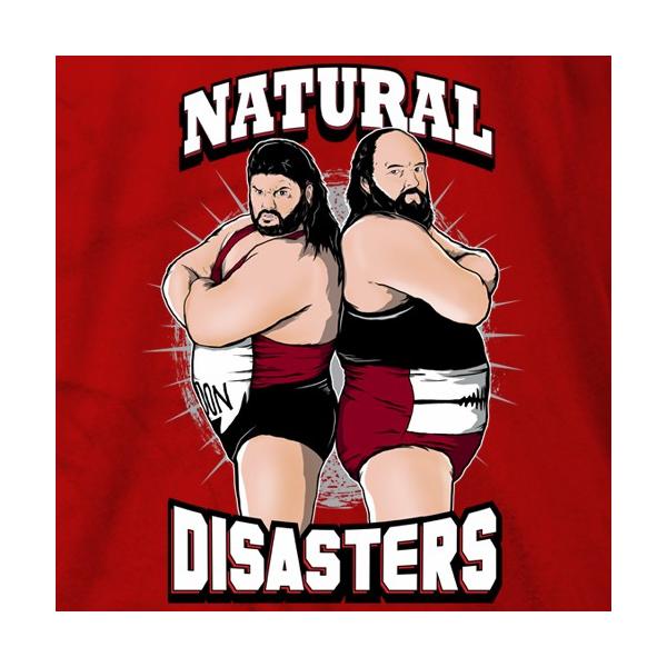 Earthquake &amp; Typhoon「アースクエイク（ジョン・テンタ）＆タイフーン（タグボート、ショックマスター） “ナチュラル・ディザスターズ” Tシャツ」この商品はアメリカProWrestlingTees.comからのお取り...