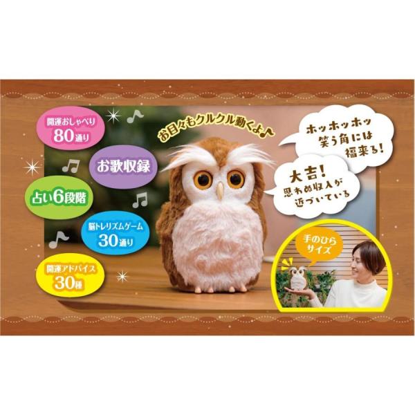 北海度・沖縄・離島への配送は、致しておりません。ハッピーふくろうは、ハッピーになるお話しや、日々の開運アドバイスなど、たくさんのお話をしてくれます。今日一日の運勢を占ってくれる占いモードの他、時にはお歌を歌ったり、頭の体操になるリズムゲーム...