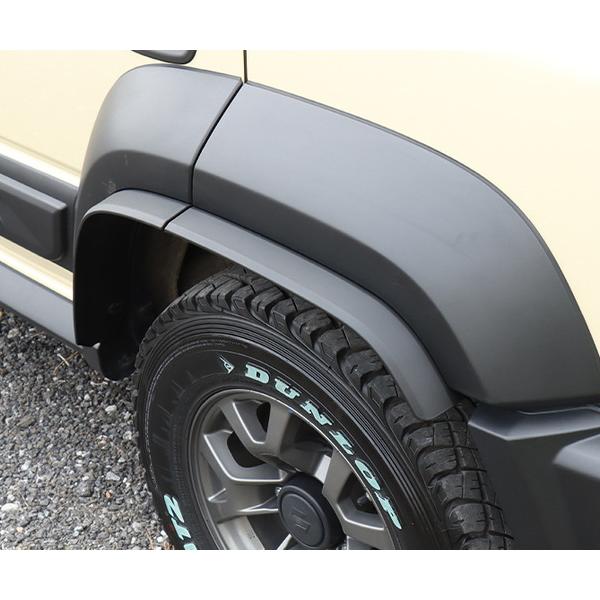 ジムニーノマド用オーバーフェンダーエクステンション純正の穴を使用し取り付けますので車体を傷つけません。前後左右4か所分セット片側4cmワイドになります  商品内容 ジムニーノマド用1台分セット樹脂製取り付け説明書は付属していませんので取り付...