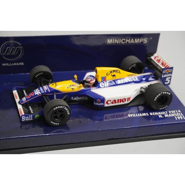 メーカーミニチャンプス　車体メーカーウィリアムズ ルノー品番400910005　スケール1/43　商品状態中古品です。塗装ムラ、塗装割れが見受けられます。スリーブ、クリアケースにスレキズが見受けられます。※注意事項※経年変化による多少の色あ...