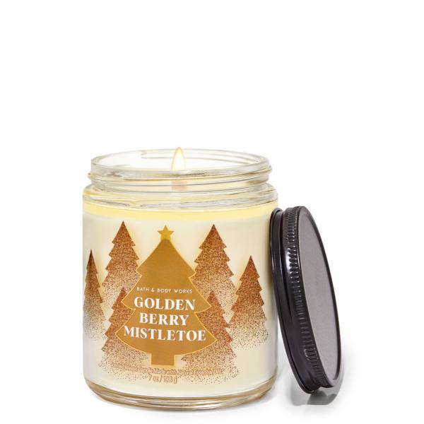 【バスアンドボディワークス/Bath&amp;Body Works】Golden Berry Mistletoe　（ゴールデンベリーミスルトー）内容量：7oz / 198gナチュラルエッセンシャルオイルをブレンドしたキャンドル♪温かみのある...