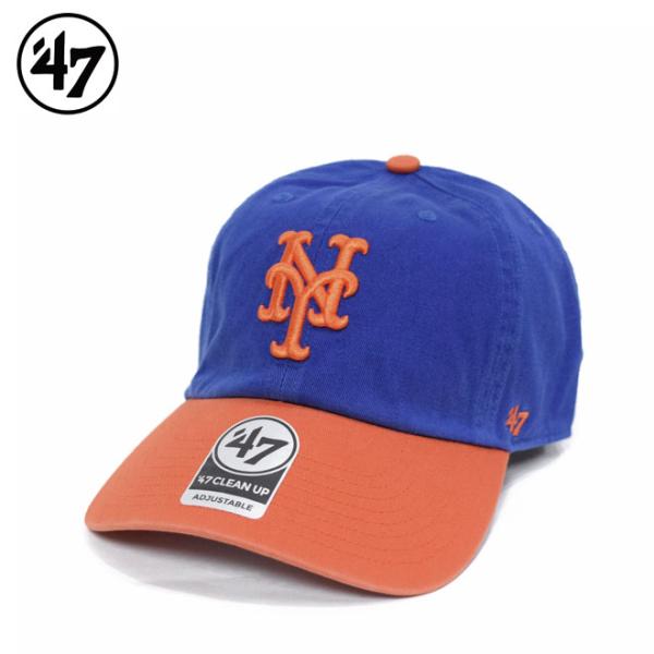 '47 クリーンナップ ニューヨーク・メッツ ロイヤル×オレンジMETS '47 CLEAN UP TWO TONE ROYAL X ORANGE[’47 CLEAN UPの特徴]’47定番シルエットのアジャスタブルキャップ。ウォッシュド加...