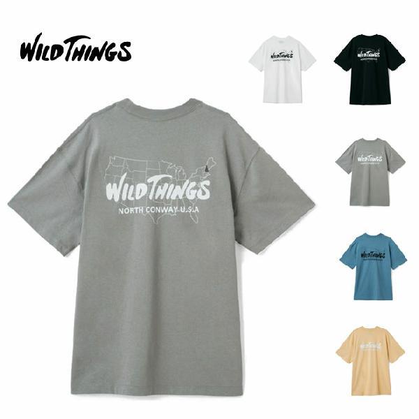 バース プレイス ティープリントTシャツ古着のような風合いに仕上げたWILD THINGSオリジナルボディにアメリカのマップをプリント。WILD THINGSが誕生したニューハンプシャー州の部分が刺繍になっている。Mサイズ：身幅=60cm、...