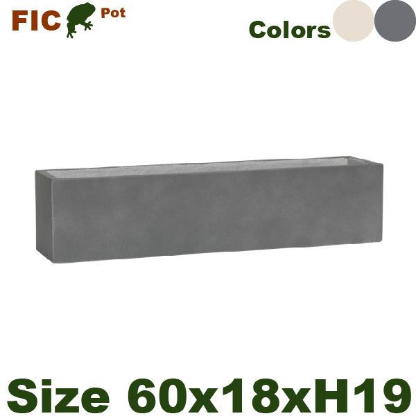 植木鉢（プランター/ポット）【外寸】W60cm×D18cmxH19cm（内W56cm×D14cm）【材質】セメントファイバー【重量】準備中【色】アイボリー、グレイからお選び下さい【底穴】あり※セメント製品の特性として環境によりクラック、色あ...